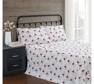 TRULY SOFT Cardinals Queen Flannel Sheet Set - One-color