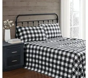 TRULY SOFT Buffalo Check Queen Flannel Sheet Se T - One-color