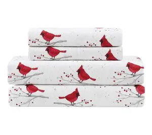 TRULY SOFT Cardinals Full Flannel Sheet Set