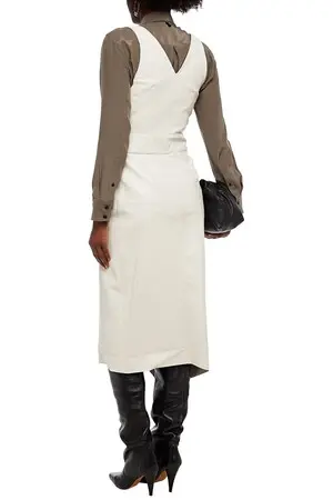 Isabel Marant Étoile Fanelia Asymmetric Leather Midi Wrap Dress