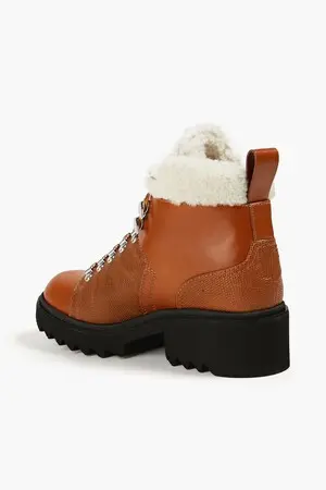 Chloé Bella Shearlinglined Smooth And Lizardeffect Leather Ankle Boots