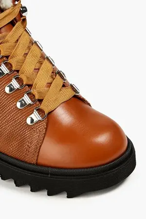 Chloé Bella Shearlinglined Smooth And Lizardeffect Leather Ankle Boots