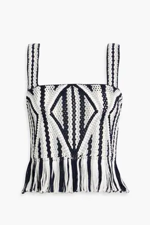 Gabriela Hearst Amalia Fringed Crochet Top