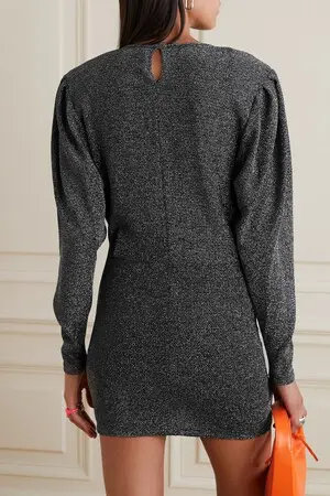 MARANT ETOILE Benedicte Gathered Metallic Mini Dress - Black