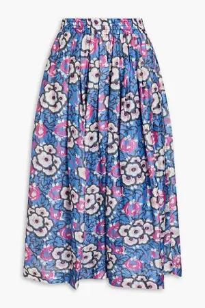 Isabel Marant Pleated Floral-print Silk Culottes