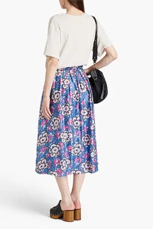 Isabel Marant Pleated Floral-print Silk Culottes