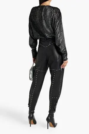 Isabel Marant Étoile Viamao Studded Leather Tapered Pants