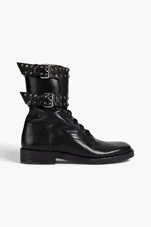 Women's Studded Leather Combat Boots