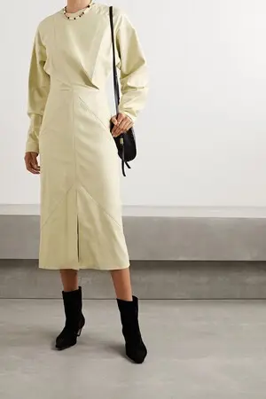 Isabel Marant Étoile Lazuli Wrap-effect Paneled Leather Midi Dress