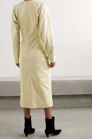 Isabel Marant Étoile Lazuli Wrap-effect Paneled Leather Midi Dress