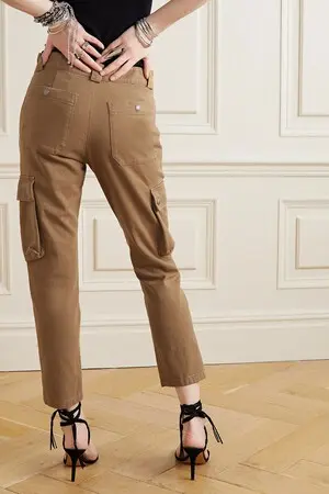 Isabel Marant Evalia Cropped Cotton-twill Straight-leg Pants - Light Brown
