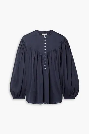 Isabel Marant Étoile Kiledia Plissé Cotton And Silk-blend Blouse