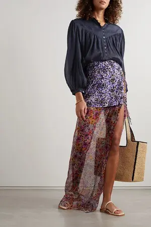 Isabel Marant Étoile Kiledia Plissé Cotton And Silk-blend Blouse