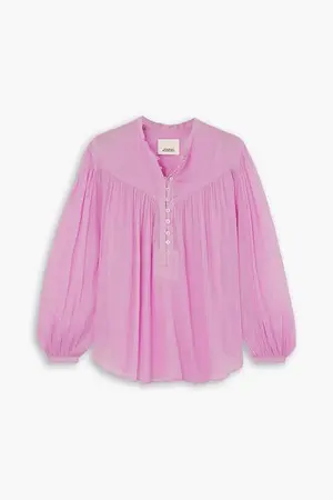 Isabel Marant Étoile Kiledia Plissé Cotton And Silk-blend Blouse