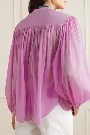 Isabel Marant Étoile Kiledia Plissé Cotton And Silk-blend Blouse