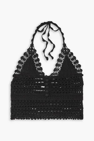 Isabel Marant Frinley Cropped Crocheted Tank - Black
