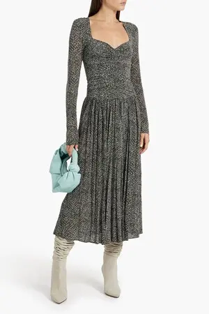 Isabel Marant Étoile Jenny Pleated Printed Stretch-jersey Midi Dress