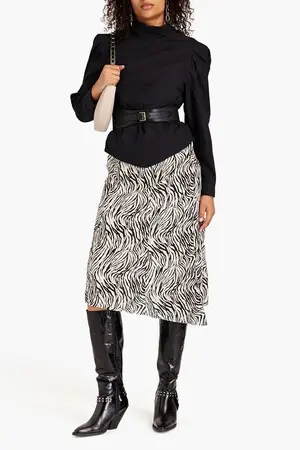 Isabel Marant Étoile Cacia Zebra-print Crepe De Chine Midi Skirt