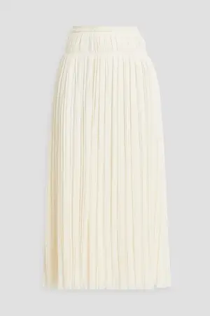 Chloé Chloé Pleated Wool-Gauze Midi Skirt - Ivory