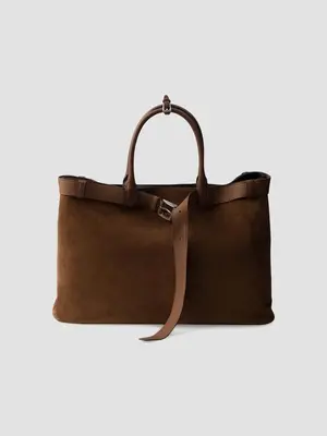 Prada Buckle Suede Bag With Belt - Brown