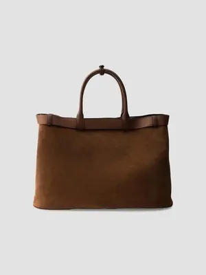Prada Buckle Suede Bag With Belt - Brown