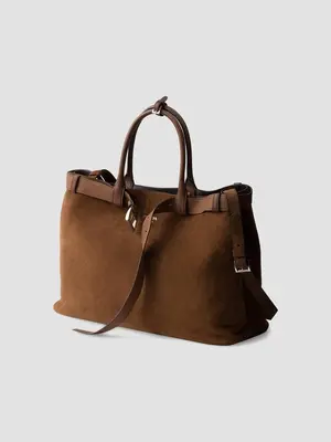 Prada Buckle Suede Bag With Belt - Brown
