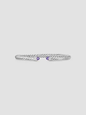 David Yurman Cablespira Flex Bracelet In Sterling Silver - Amethyst