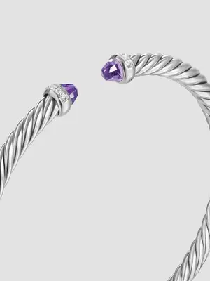 David Yurman Cablespira Flex Bracelet In Sterling Silver - Amethyst