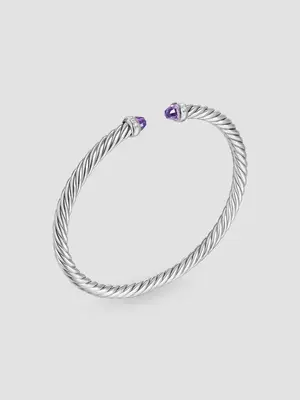 David Yurman Cablespira Flex Bracelet In Sterling Silver - Amethyst