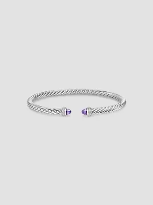 David Yurman Cablespira Flex Bracelet In Sterling Silver - Amethyst