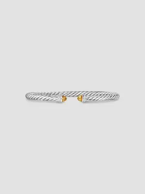David Yurman Cablespira Flex Bracelet In Sterling Silver Citrine