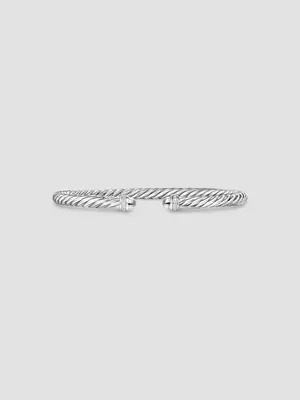 David Yurman Cablespira Flex Bracelet In Sterling Silver Diamond