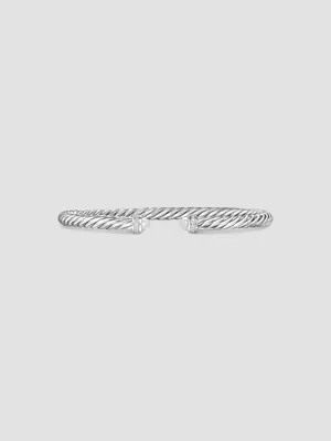 David Yurman Cablespira Flex Bracelet In Sterling Silver Pearl