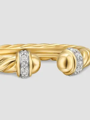 David Yurman Cable Band Open Ring In 18k Yellow Gold