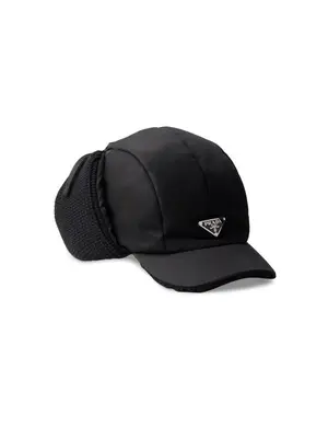 Prada Re-nylon And Wool Trapper Hat - Black