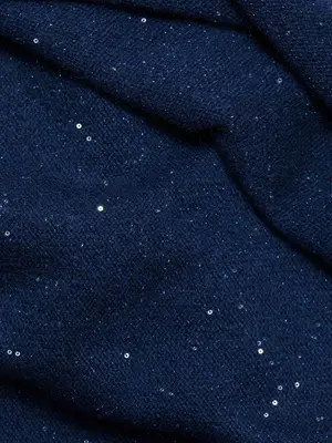 Sofia Cashmere Sequined Metallic Cashmere Wrap - Navy