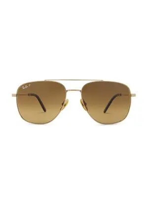 Ray-ban William Titanium Polarized Aviator Sunglasses - Gold