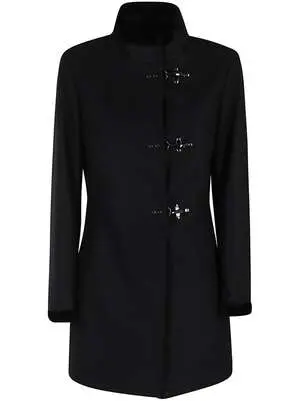 FAY Virginia Thigh-length Wool Coat - Black
