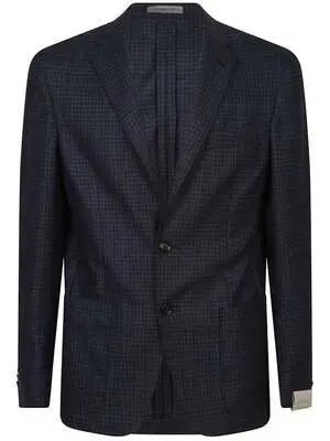 Corneliani Checked Wool Blazer - Blue