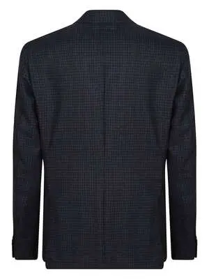 Corneliani Checked Wool Blazer - Blue