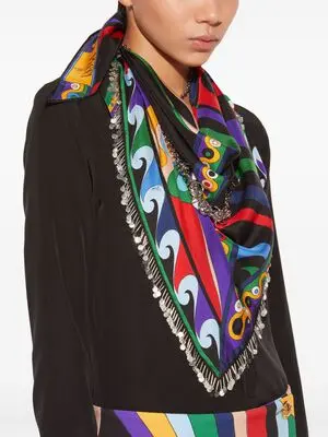 Emilio Pucci Marmo And Orchidee-print Silk Scarf