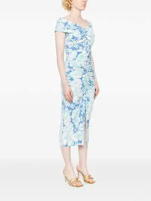 Diane Von Furstenberg Floral-print Ruched Bardot Midi Dress