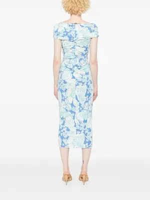 Diane Von Furstenberg Floral-print Ruched Bardot Midi Dress