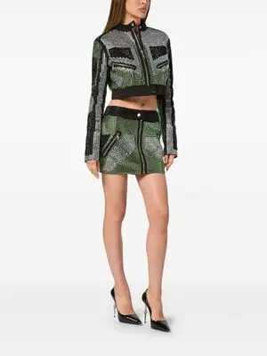 Philipp Plein Strass Cropped Biker Jacket
