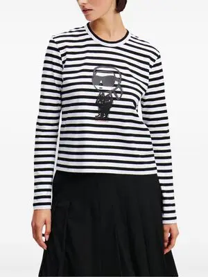 Karl Lagerfeld Ikon Striped Long-sleeve T-shirt - Black