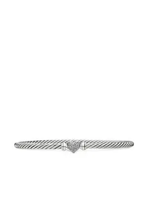 David Yurman David Yurman Sterling Silver Cable Collectibles Heart Pavé Bracelet Silver