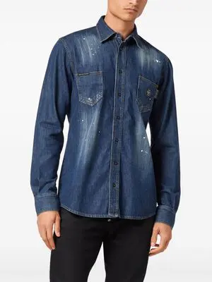 Philipp Plein Denim Long-sleeved Shirt - Blue