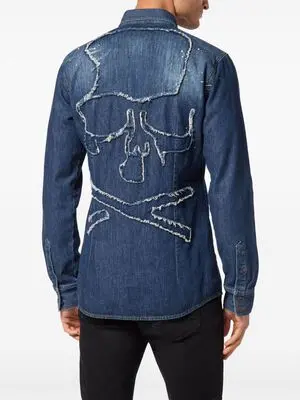 Philipp Plein Denim Long-sleeved Shirt - Blue