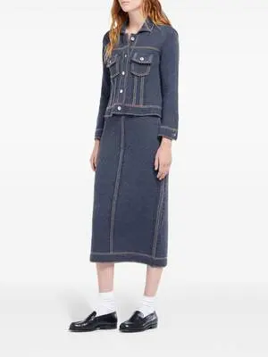 BARRIE Knitted Midi Skirt - Blue
