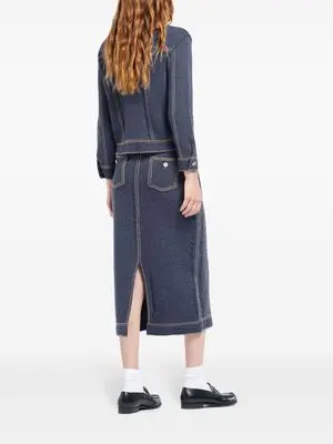 BARRIE Knitted Midi Skirt - Blue